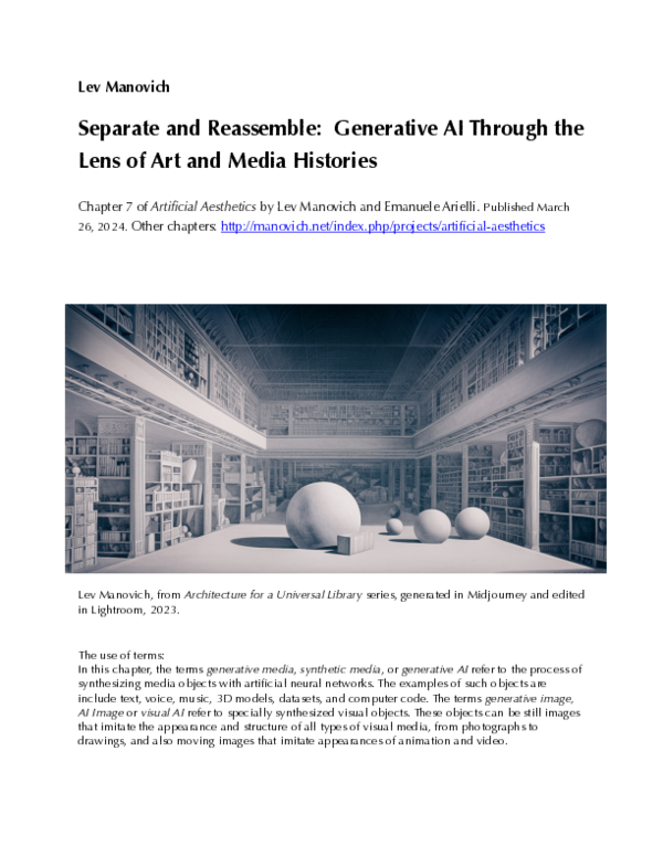 (PDF) Separate and Reassemble: Generative AI and History of Digital ...