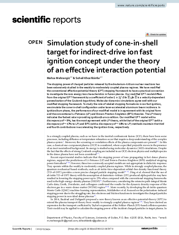(PDF) Simulation study of cone-in-shell target for indirect-drive ion ...
