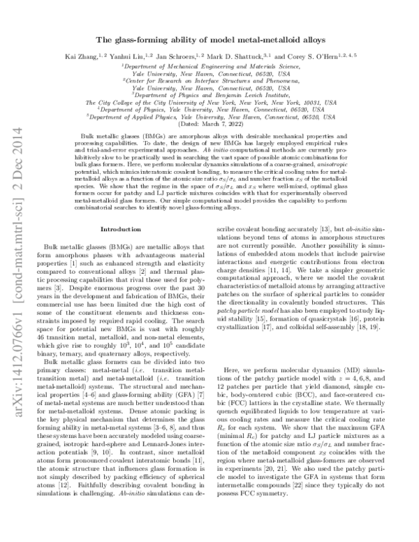 (PDF) The glass-forming ability of model metal-metalloid alloys
