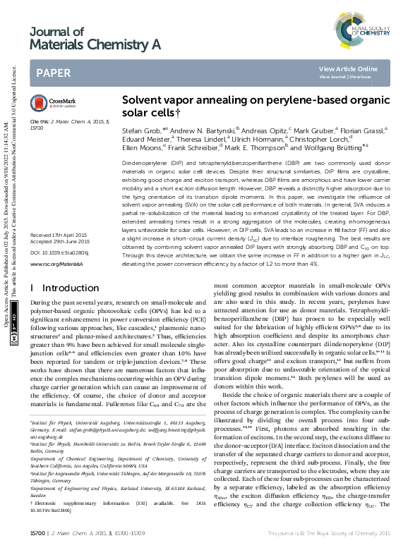 (PDF) Solvent vapor annealing on perylene-based organic solar cells