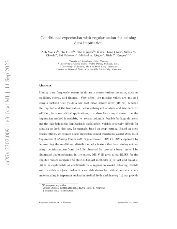 (PDF) Conditional expectation for missing data imputation
