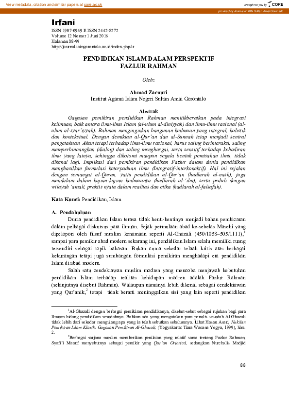 (PDF) Pendidikan Islam Dalam Perspektif Fazlur Rahman