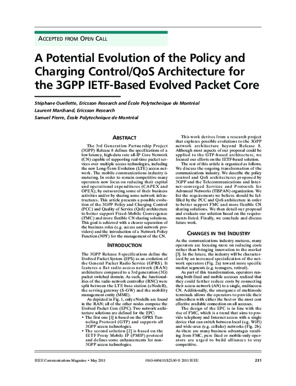 (PDF) A potential evolution of the policy and charging control/QoS architecture for the 3GPP ...