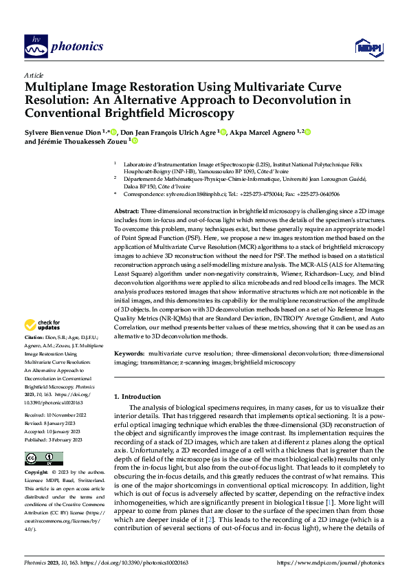 (PDF) Multiplane Image Restoration Using Multivariate Curve Resolution: An Alternative Approach ...