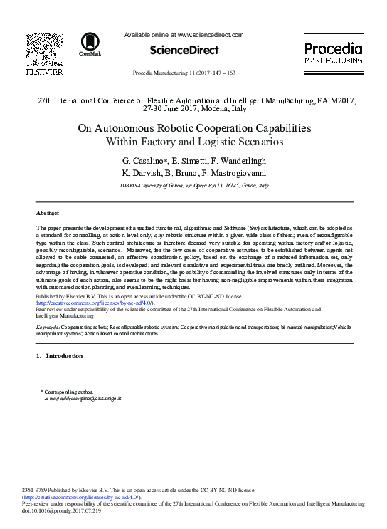 (PDF) On Autonomous Robotic Cooperation Capabilities within Factory and Logistic Scenarios