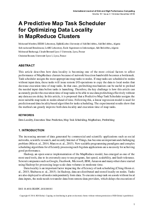 Pdf A Predictive Map Task Scheduler For Optimizing Data Locality In 4462