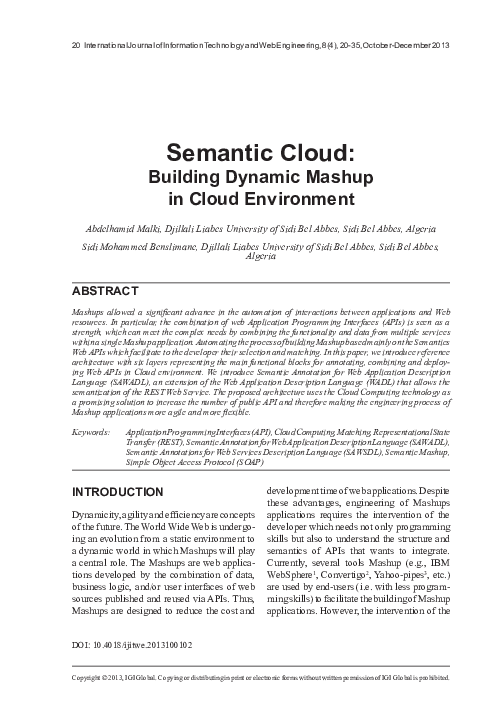 (PDF) Semantic Cloud: Building Dynamic Mashup in Cloud Environment