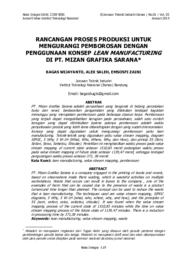(PDF) Rancangan Proses Produksi Untuk Mengurangi Pemborosan Dengan Penggunaan Konsep Lean ...