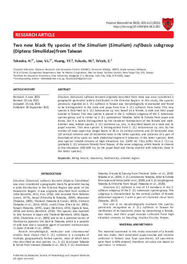 (PDF) Two new black fly species of the Simulium (Simulium) rufibasis ...