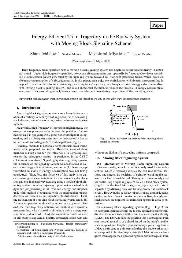 (PDF) Energy Efficient Train Trajectory in the Railway System with Moving Block Signaling Scheme