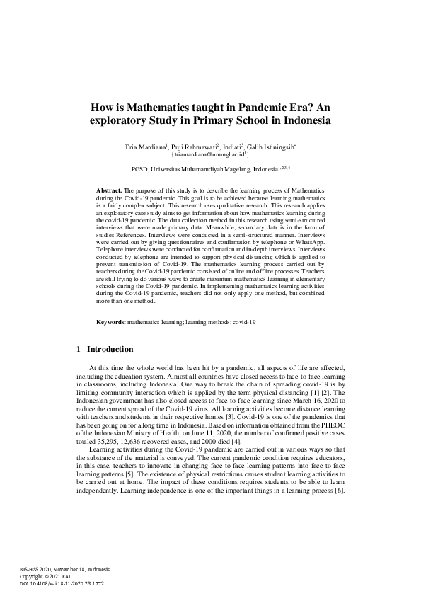(PDF) How is Mathematics taught in Pandemic Era? An exploratory Study ...