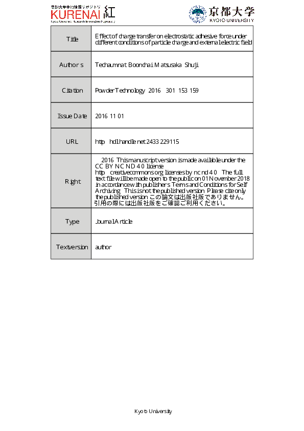 (PDF) Effect of charge transfer on electrostatic adhesive force under ...