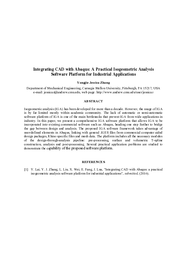 (PDF) Integrating CAD with Abaqus: A practical isogeometric analysis ...
