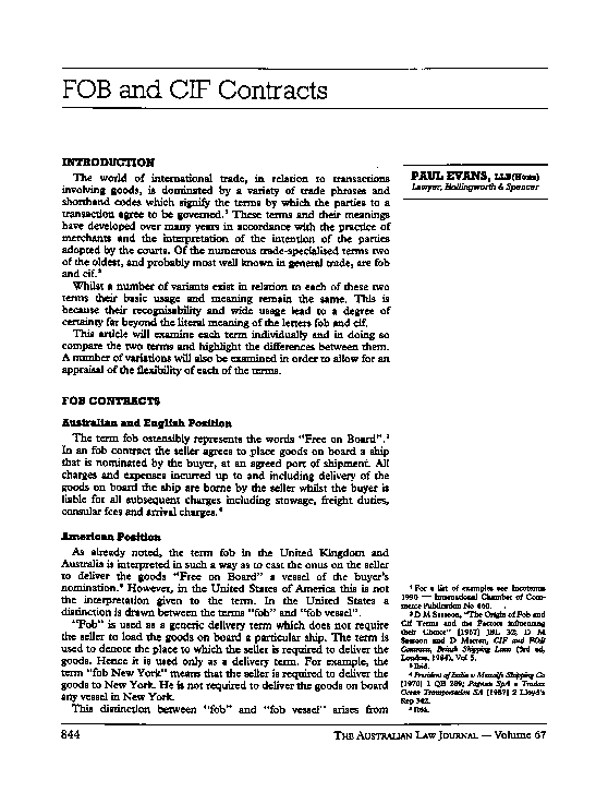 (PDF) FOB and CIF Contracts