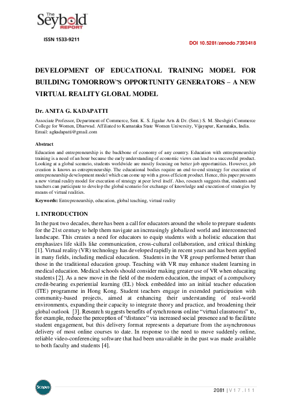(PDF) Development of Educational Training Model for Building Tomorrow's ...
