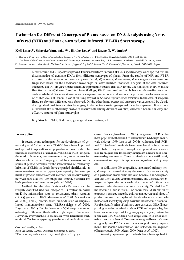 (PDF) Estimation for Different Genotypes of Plants based on DNA ...