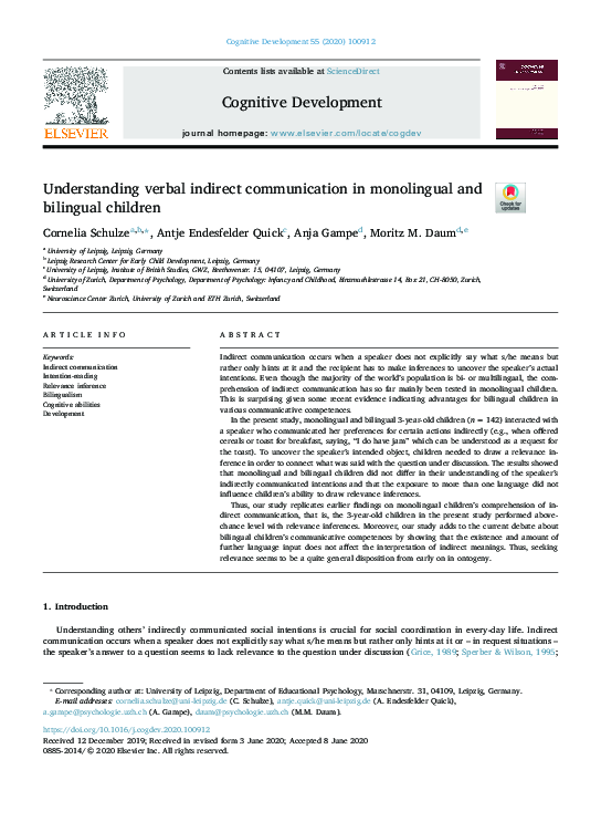 (PDF) Understanding verbal indirect communication in monolingual and ...