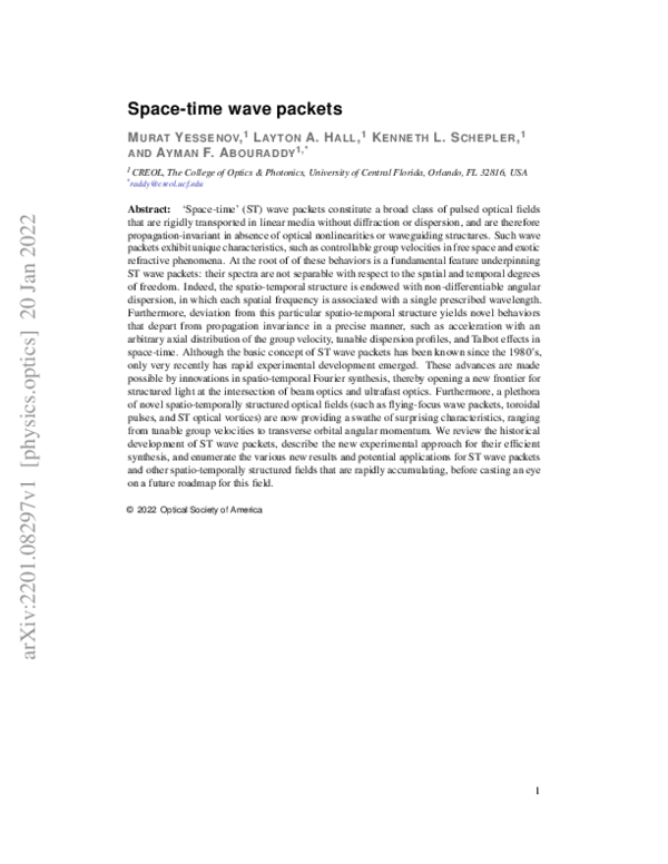 (PDF) Space-time wave packets