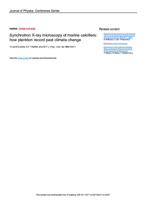 (PDF) Synchrotron X-ray microscopy of marine calcifiers: how plankton ...