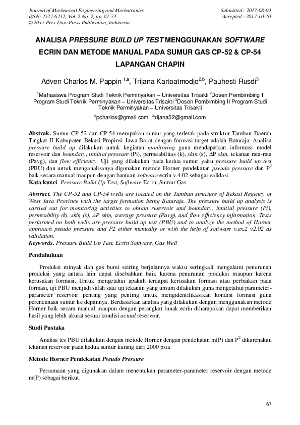(PDF) Analisa Pressure Build Up Test Menggunakan Software Ecrin Dan ...