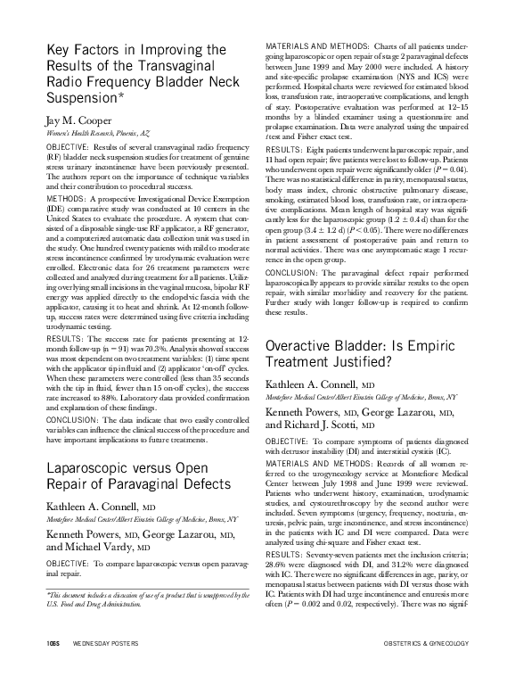 (PDF) Laparoscopic vs Open Repair for Paravaginal Defects