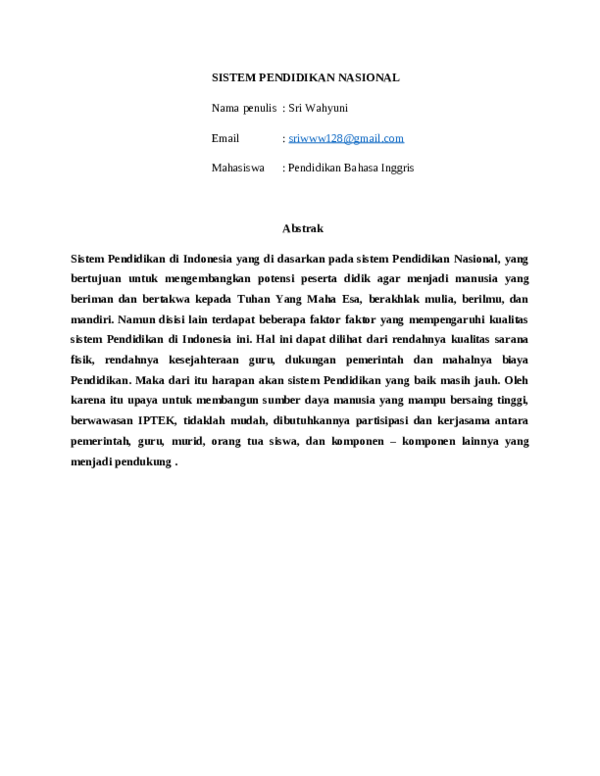 (PDF) SISTEM PENDIDIKAN NASIONAL