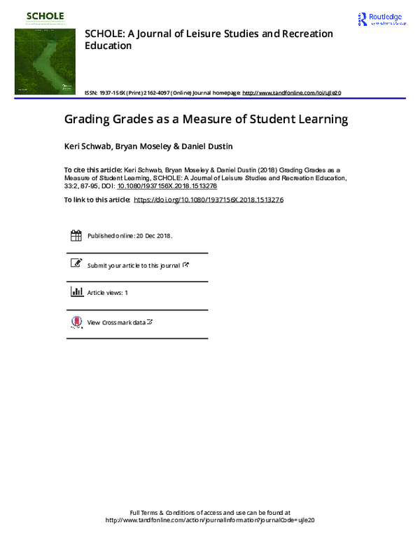(PDF) Grading Grades as a Measure of Student Learning