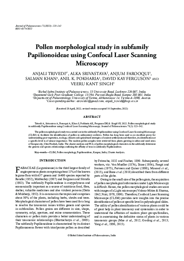 (PDF) Pollen morphological study in subfamily Papilionoideae using ...