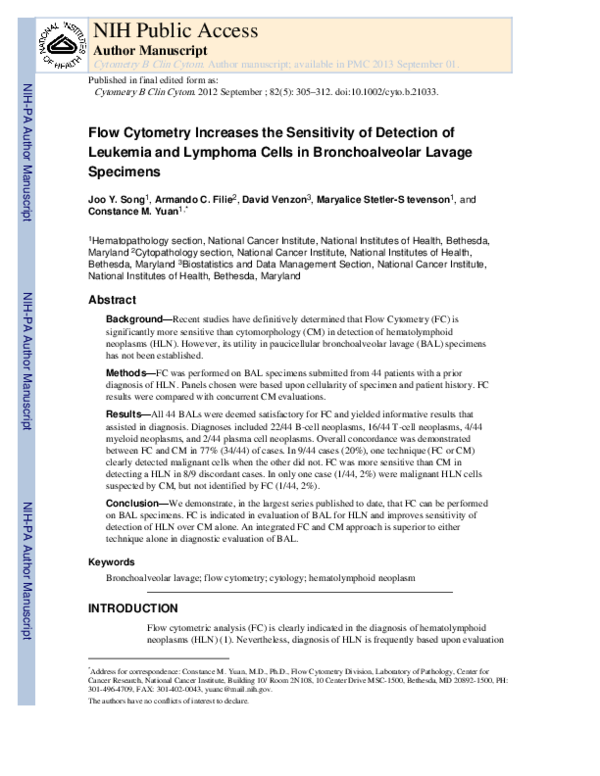 (PDF) Flow cytometry increases the sensitivity of detection of leukemia ...