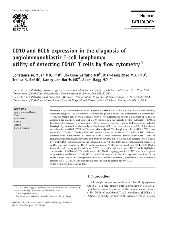 (PDF) CD10 and BCL6 expression in the diagnosis of angioimmunoblastic T ...