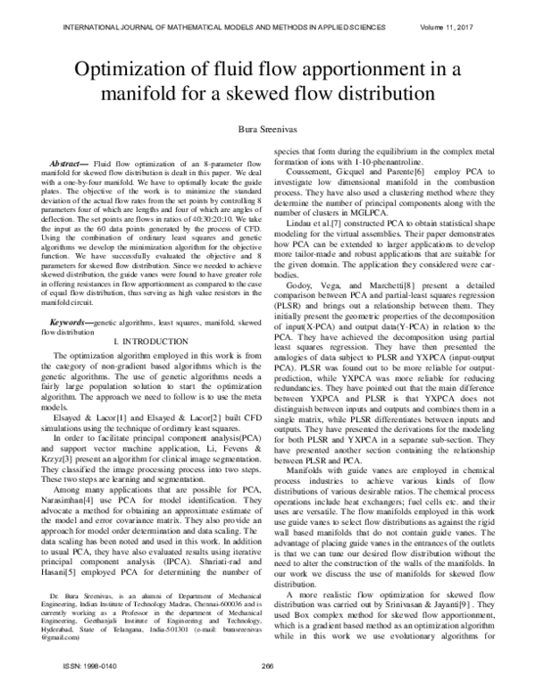 (PDF) Optimization of fluid flow apportionment in a manifold for a ...