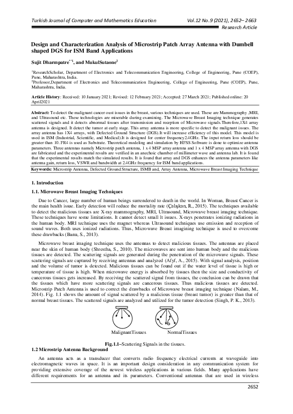 (PDF) Design and Characterization Analysis of Microstrip Patch Array Antenna with Dumbell shaped ...