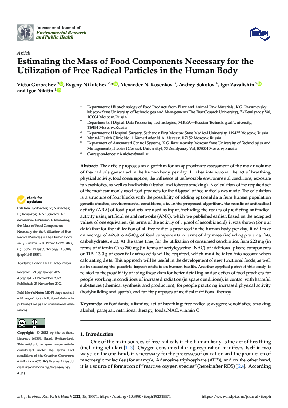 (PDF) Estimating the Mass of Food Components Necessary for the ...