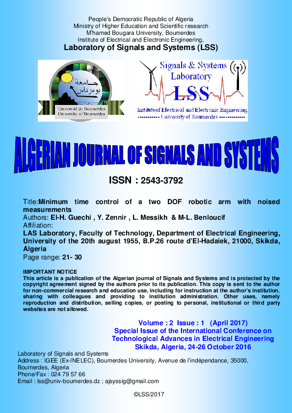 (PDF) Minimum time control of a two DOF robotic arm with noised ...
