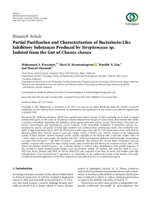Pdf Partial Purification And Characterization Of Bacteriocin Like Inhibitory Substances