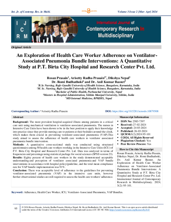 (PDF) An Exploration of Health Care Worker Adherence on Ventilator ...
