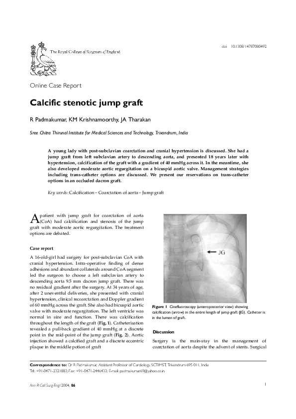 (PDF) Calcific stenotic jump graft