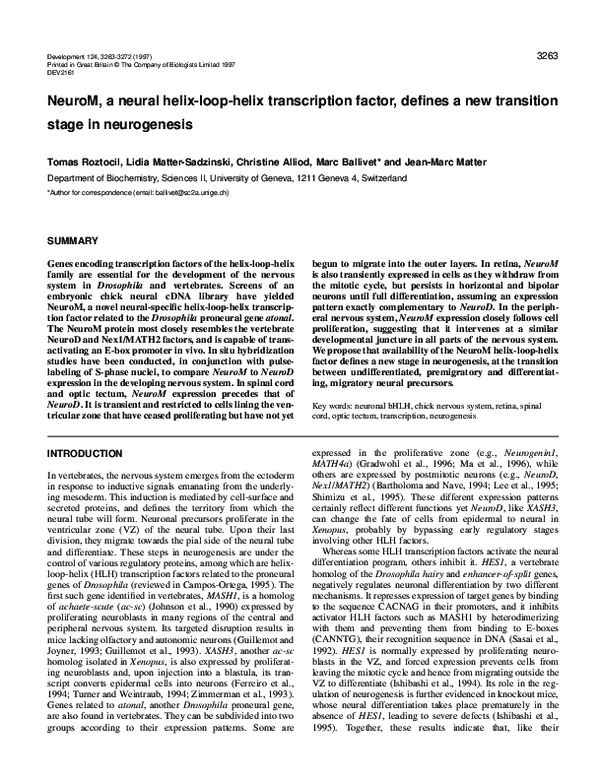 (PDF) NeuroM, a neural helix-loop-helix transcription factor, defines a ...