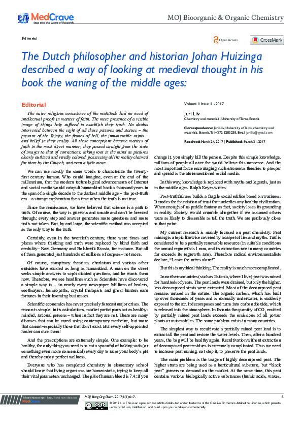 (PDF) The Dutch Philosopher and Historian Johan Huizinga Described a ...