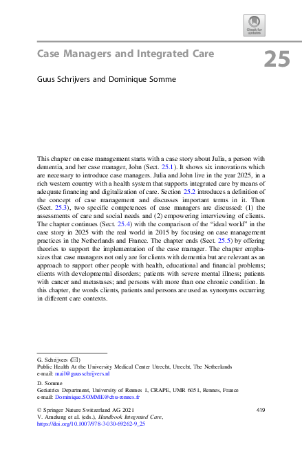 (PDF) Case Managers and Integrated Care