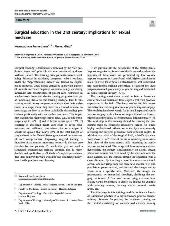 (PDF) Surgical education in the 21st century: implications for sexual ...