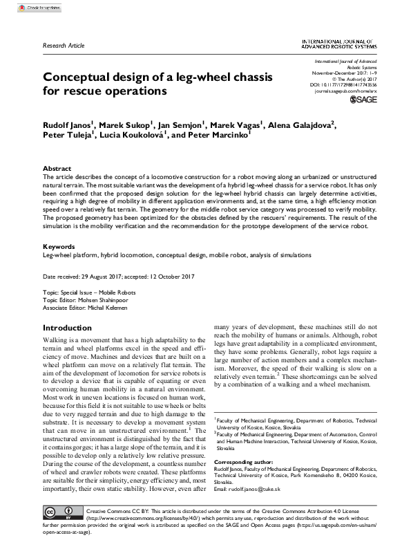 (PDF) Conceptual design of a leg-wheel chassis for rescue operations | Alena Galajdova ...