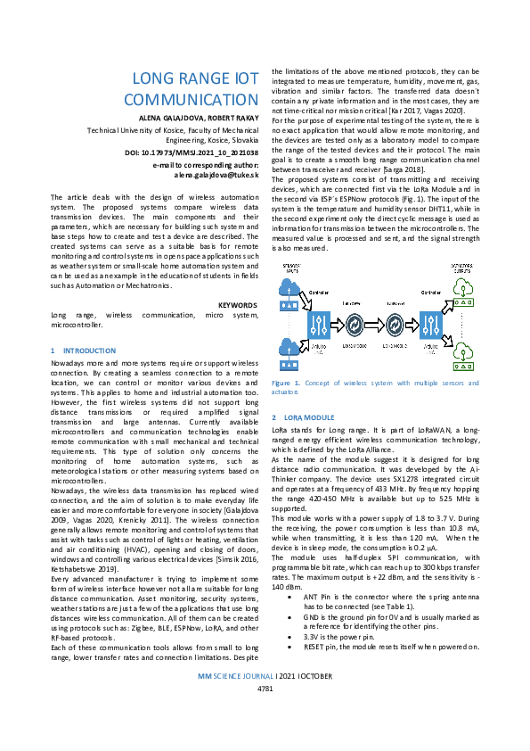 (PDF) Long Range Iot Communication