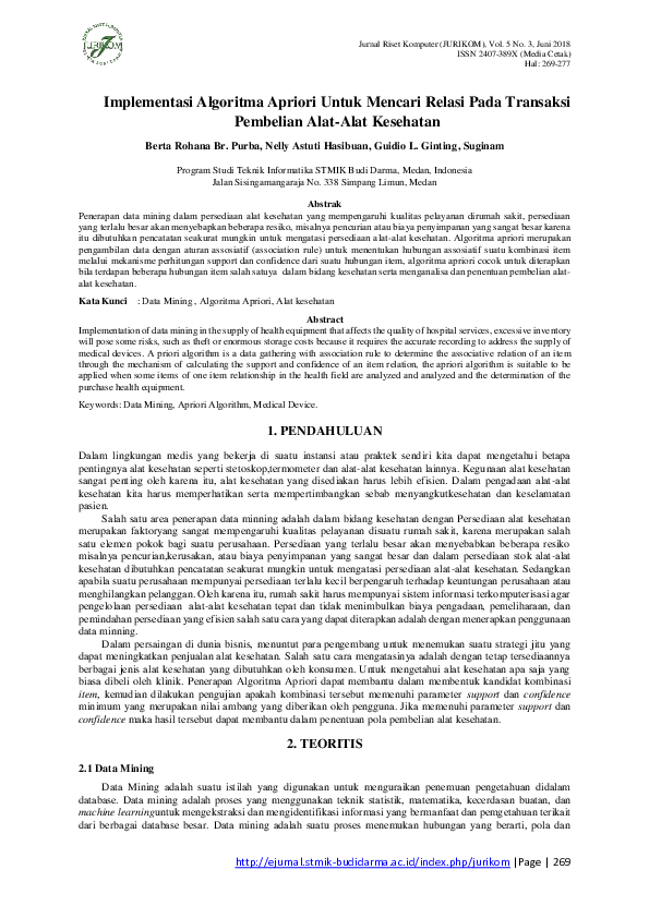(PDF) Implementasi Algoritma Apriori Untuk Mencari Relasi Pada ...