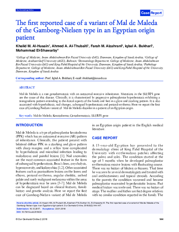 (PDF) The first reported case of a variant of Mal de Maleda of the ...