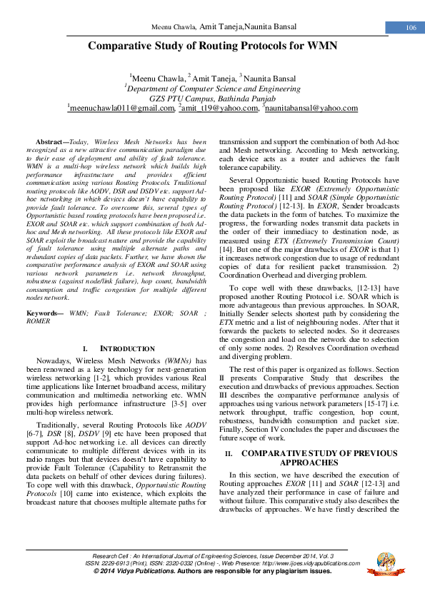 (PDF) Comparative Study of Routing Protocols for WMN