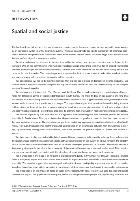 (PDF) Spatial and social justice