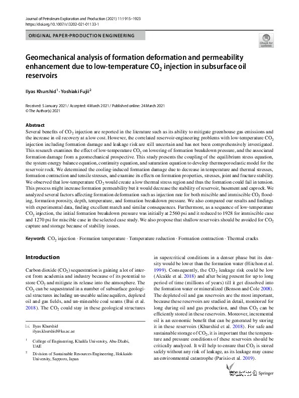 (PDF) Geomechanical analysis of formation deformation and permeability ...