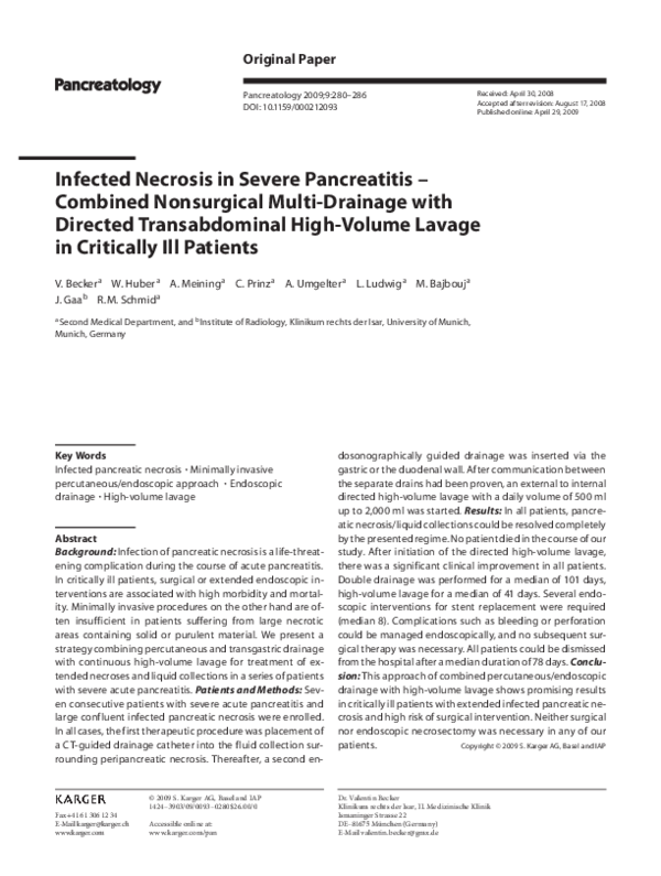 (PDF) Infected Necrosis in Severe Pancreatitis —Combined Nonsurgical ...