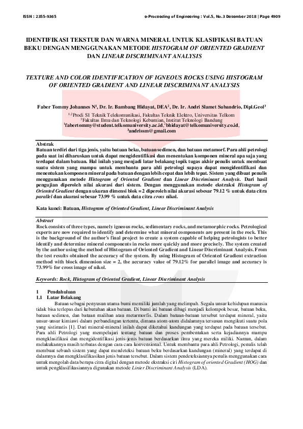 (PDF) Identifikasi Tekstur Dan Warna Mineral Untuk Klasifikasi Batuan ...